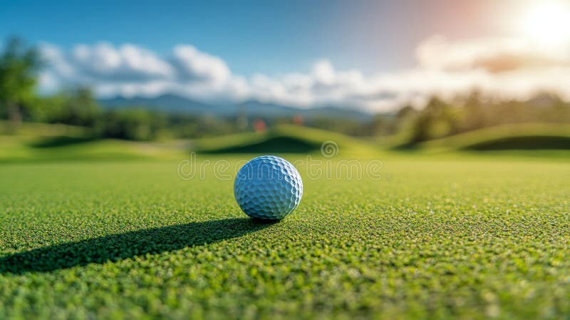 The Image Depicts a Golf Ball at Close Range, Positioned on an ...
