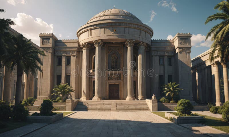 Grand Neoclassical Building with Domed Roof, Columns, and Central ...
