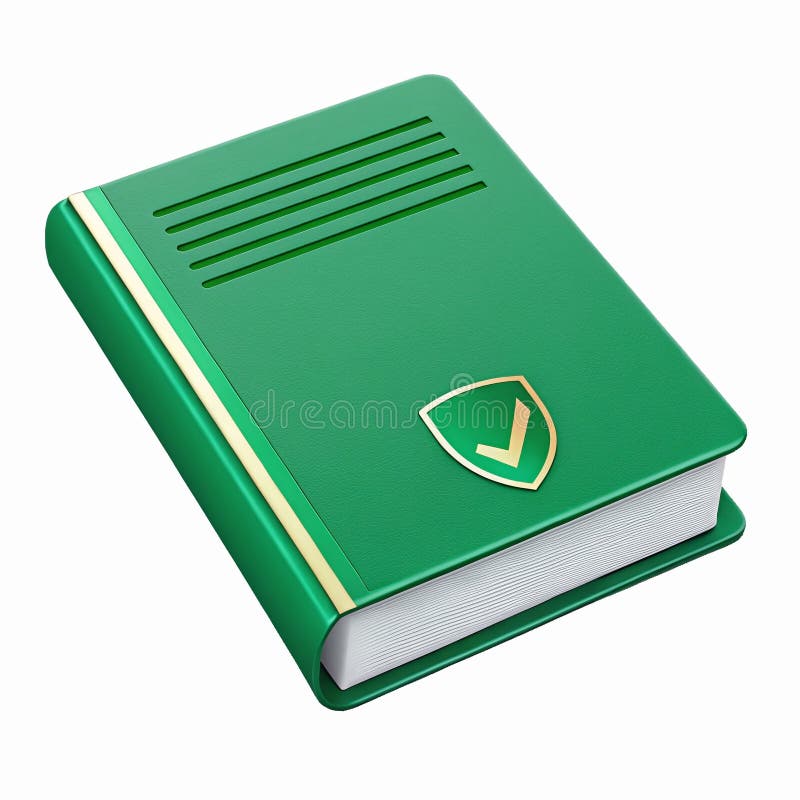 Green Leatherbound Book with Shield and Pages Design for Educational ...