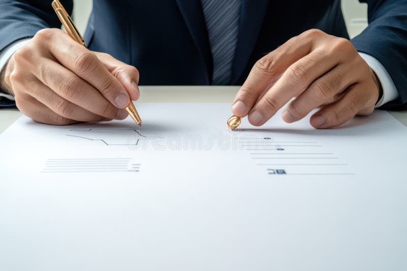 Collaborative Businessmen Working with Documents in Office Stock ...