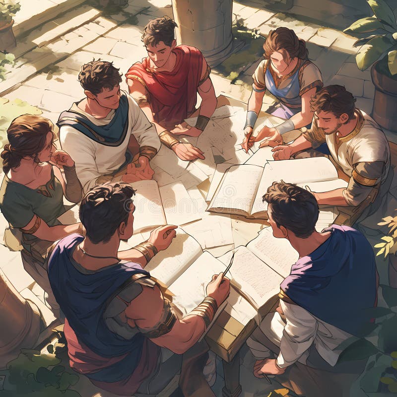 Ancient Greece Scholars Gathering Stock Illustration - Illustration of ...