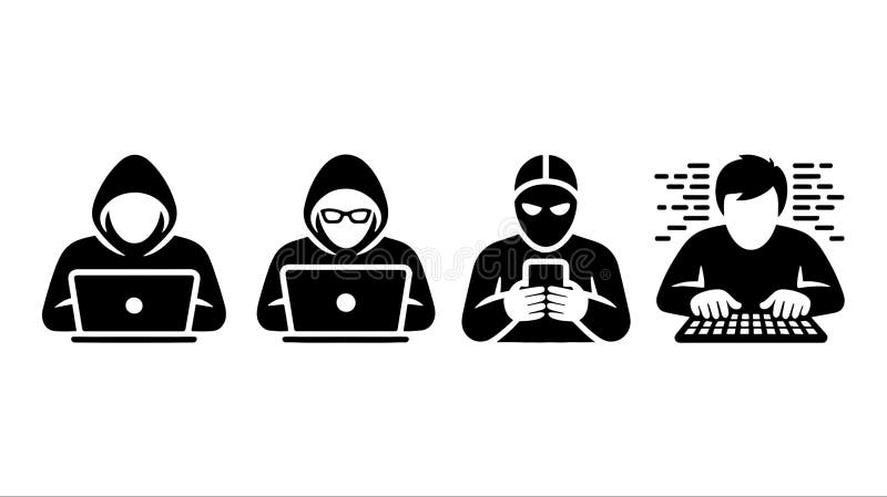 Hacker Group Using Laptop Phone Cybersecurity Threat Concept Stock ...