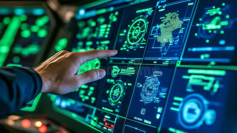 The Image Depicts a Hand Interacting with a State-of-the-art Interface ...