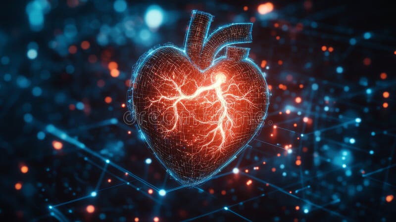 The Image Depicts a Heart-shaped Form on a High-tech Background with an ...