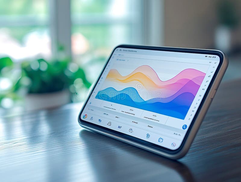 The Image Depicts a High-end, Angled Tablet Displaying Analytics or ...