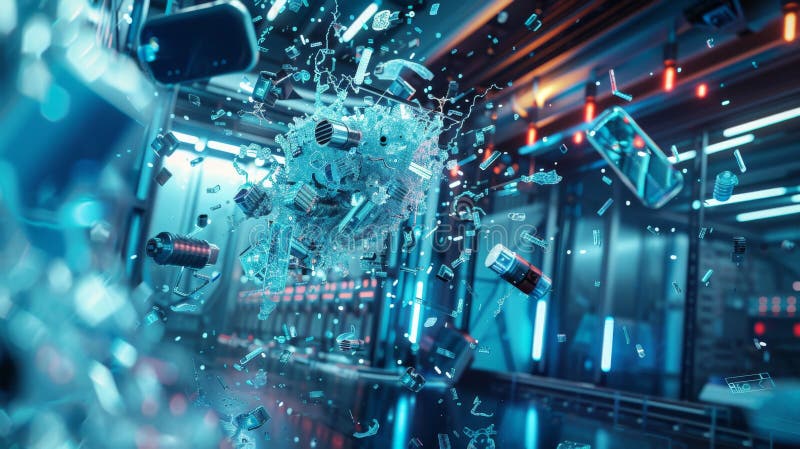 High-Tech Cybernetic Explosion in Futuristic Laboratory, Generative AI ...