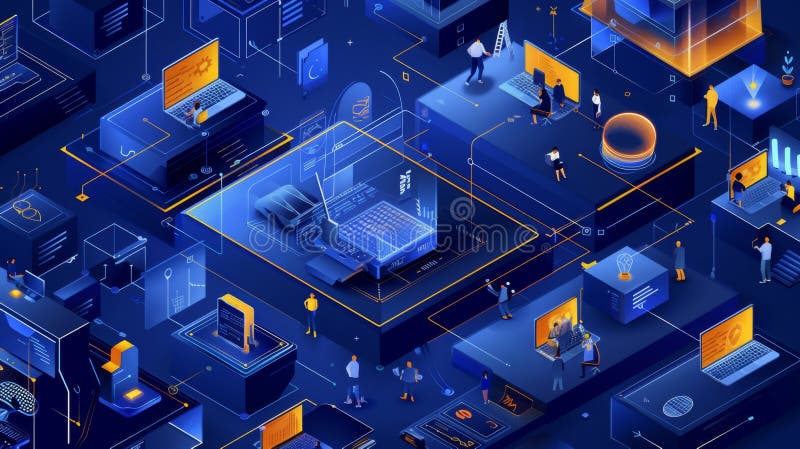 High-Tech Digital Network with AI and Generative Technology ...