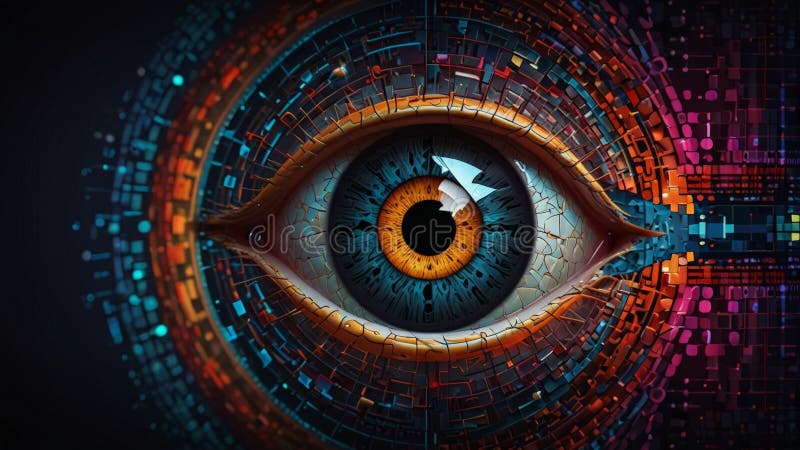 Vibrant Digital Mosaic Eye: a Stunning Blend of Color and Geometry in ...