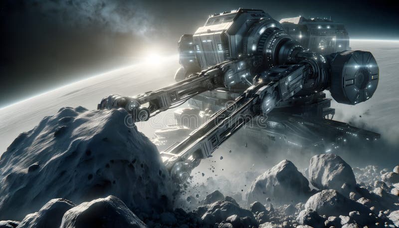 Futuristic Space Mining Operation on an Asteroid Stock Image - Image of craters, scifi: 316910499