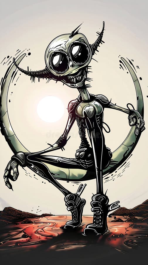 Stylized Alien Moon Character Stock Illustration - Illustration of ...