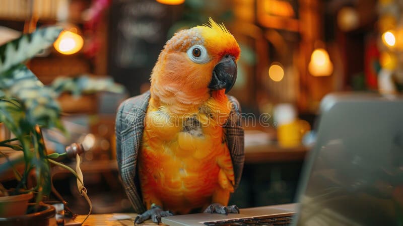 Business-Savvy Parrot: a Cute and Funny Bird Working in an Office ...