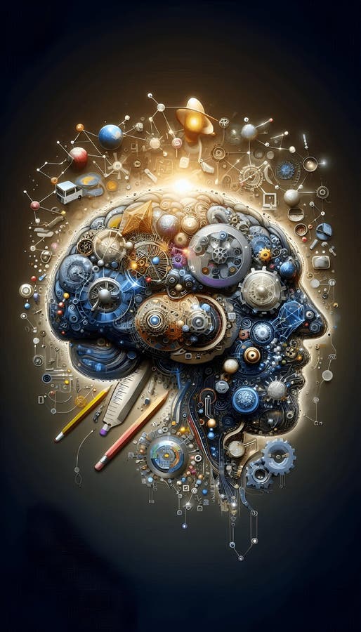 A Human Brain with Interconnected Ideas Represented by Different ...