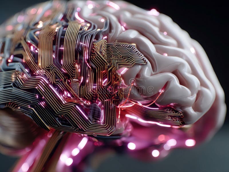 Image Depicts Human Cognition Integrated with Technology, Symbolized by ...