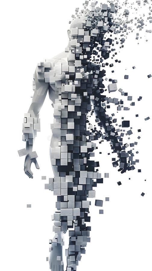 Abstract Geometric Human Figure Disintegration Concept Stock Photo ...