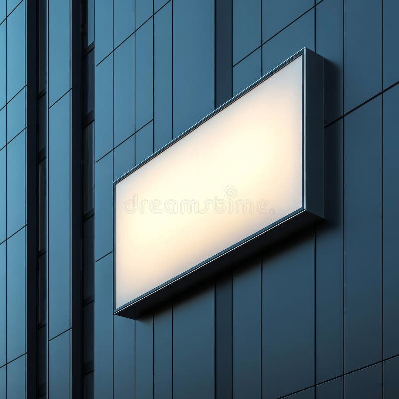 The Image Depicts an Illuminated Blank Square Sign that is Mounted on ...
