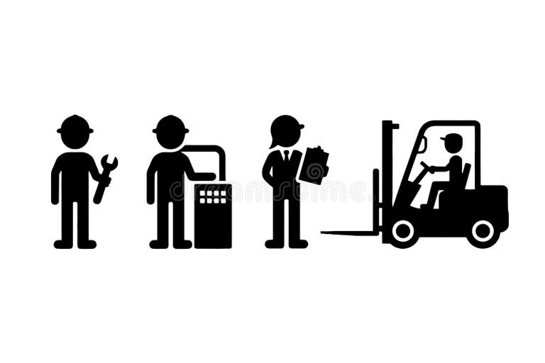 Industrial Worker Technician Supervisor Forklift Operators Set Stock ...