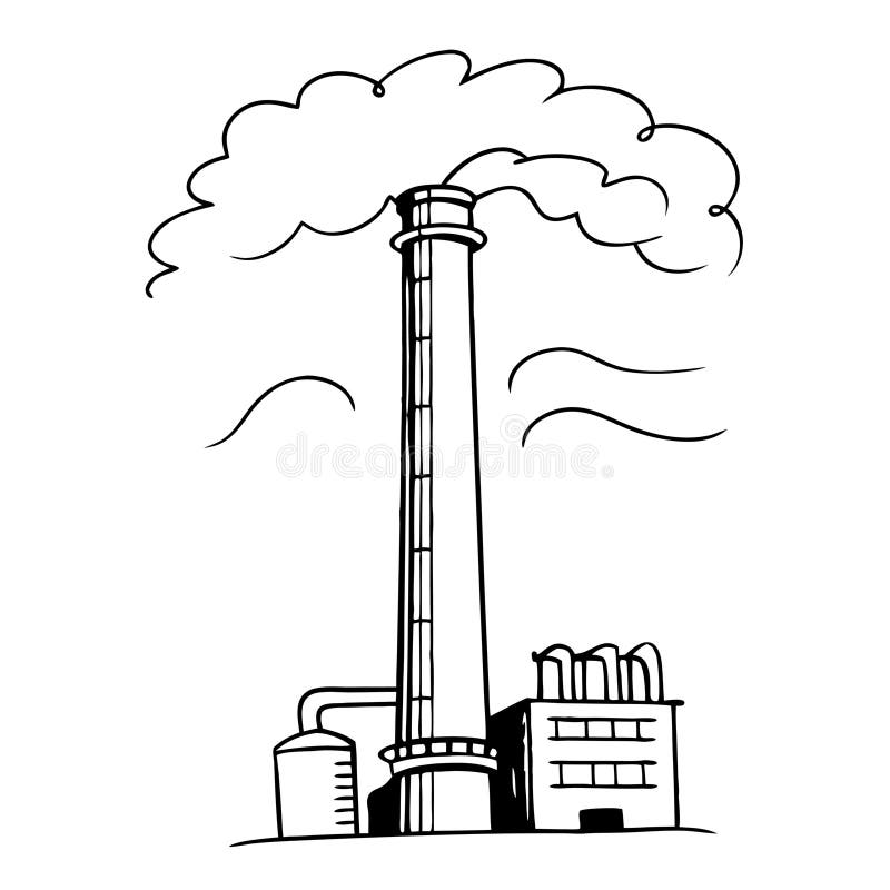 Industrial Smoke Stack Emitting Clouds Vector Illustration for ...