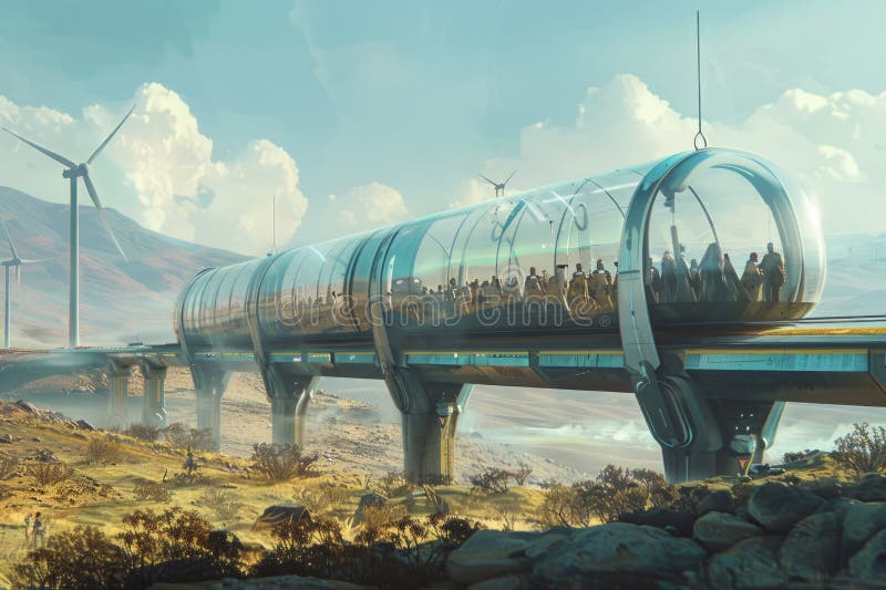 A Futuristic Transportation System Glides Smoothly through a Beautiful ...
