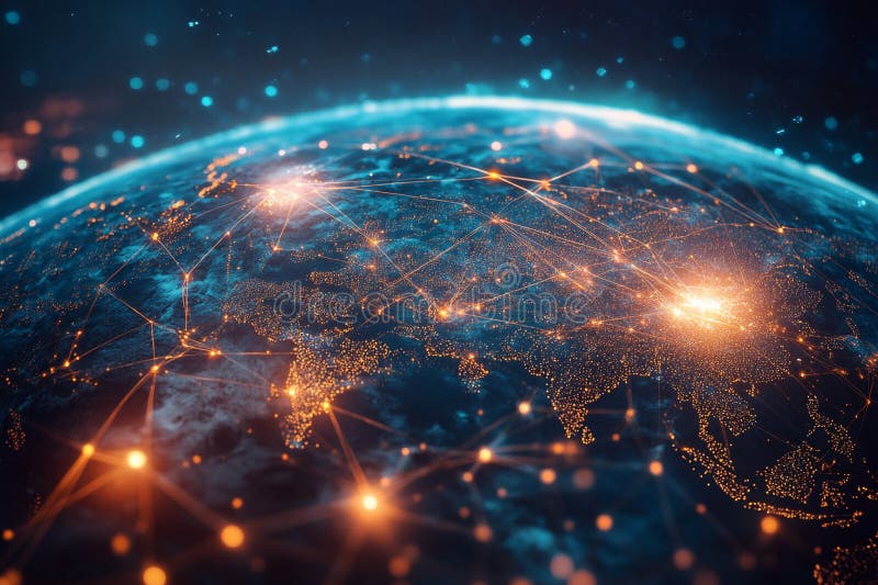 Global Network Connections Illuminating the Earth at Night a Stunning ...