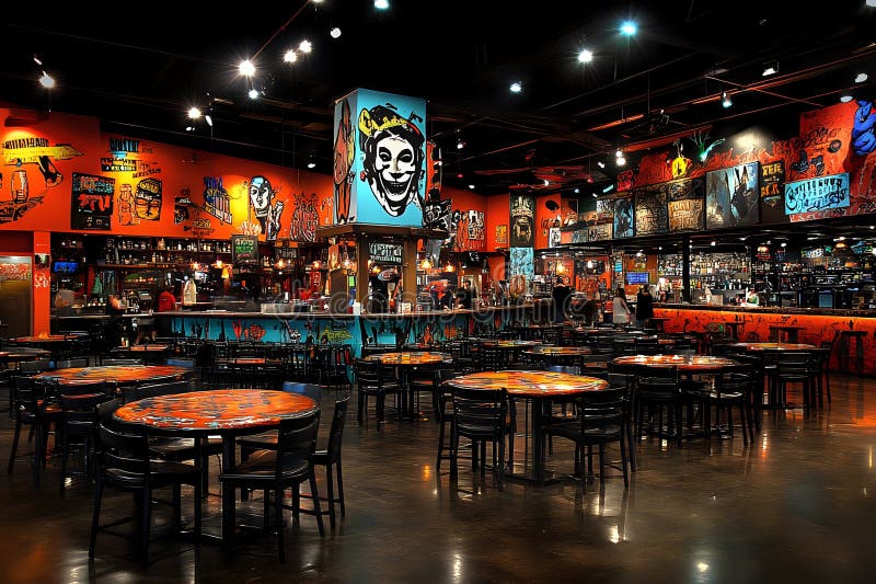 Vibrant, Urban Bar Interior Stock Illustration - Illustration of wood ...