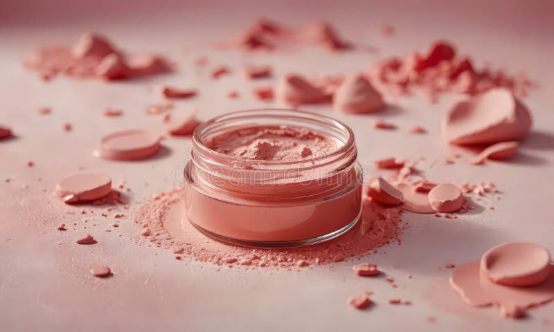 Jar Pink Powder Surrounded by Scattered Pink Powder and Pink-colored ...