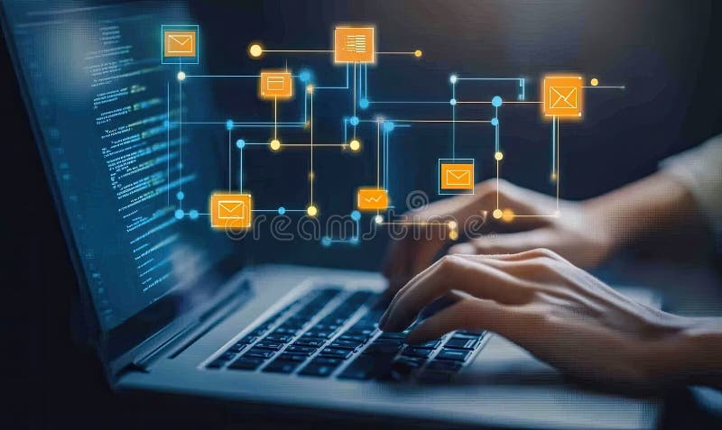 AI-Generated Email Network stock illustration. Illustration of ...