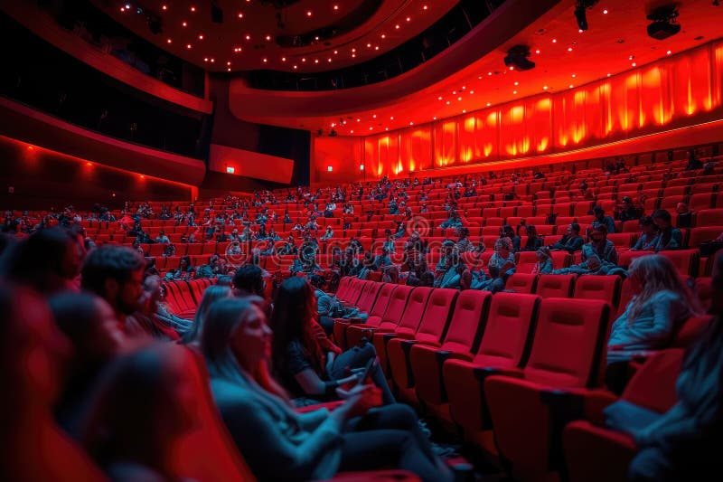 A Packed Movie Theater Audience Enjoying a Film Stock Illustration ...