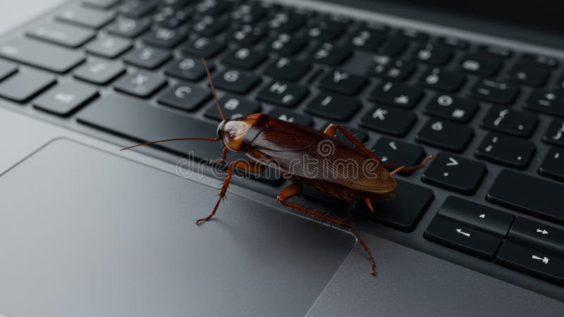 Cockroach on Laptop Keyboard Stock Illustration - Illustration of ...