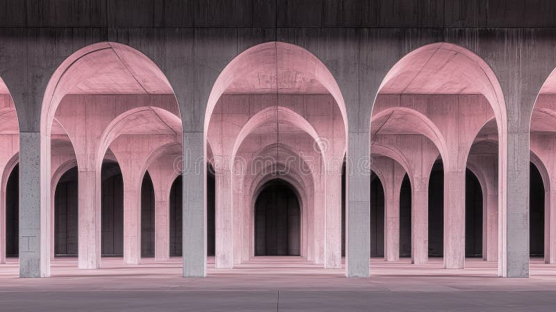 A Concrete Building with a Series of Arches and Columns. Stock Photo ...
