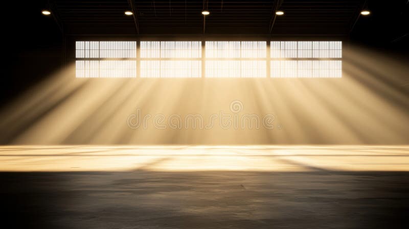 A Large, Empty Room with a High Ceiling and a Large Window. Stock Image ...