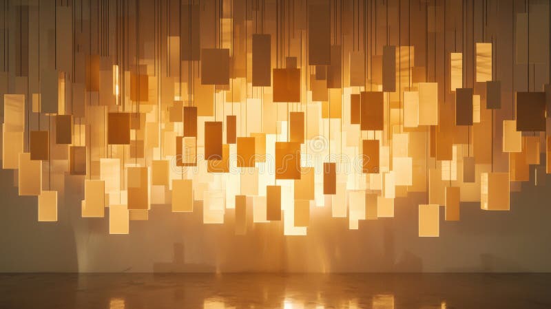 A Warm, Inviting Room with a Striking Light Installation. Stock Image ...