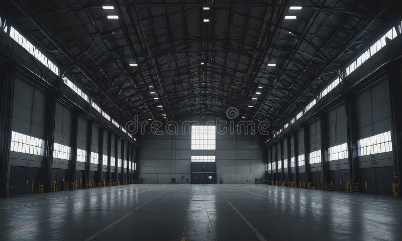 Spacious Industrial Warehouse with High Ceilings, Large Windows, and ...