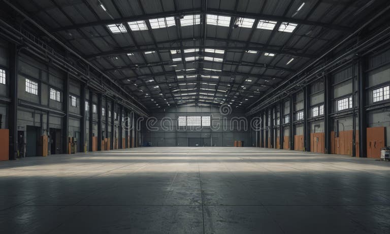 Spacious Industrial Warehouse with High Ceilings, Large Windows, and ...