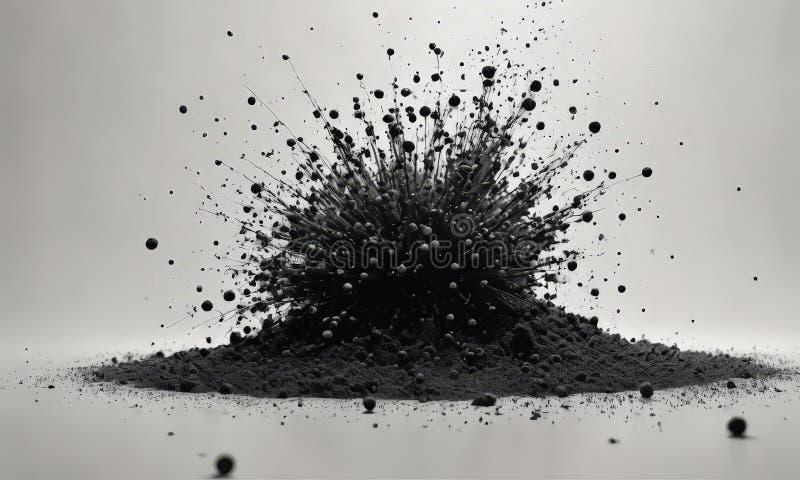 Black and White Large Explosion, with Cloud Dust and Debris in the ...