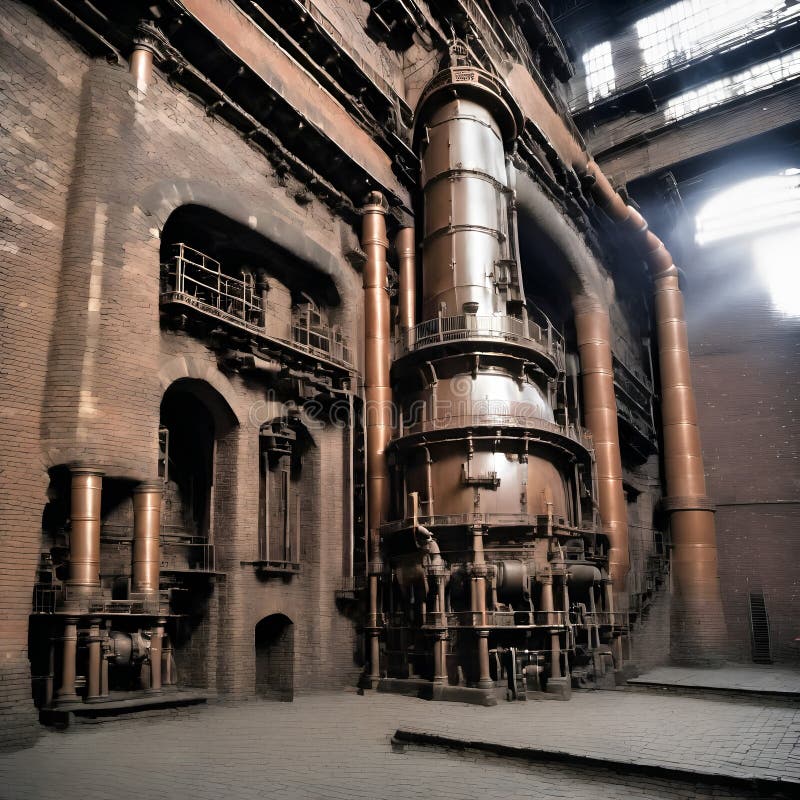 Vintage Industrial Furnace in Historic Factory Stock Photo - Image of ...