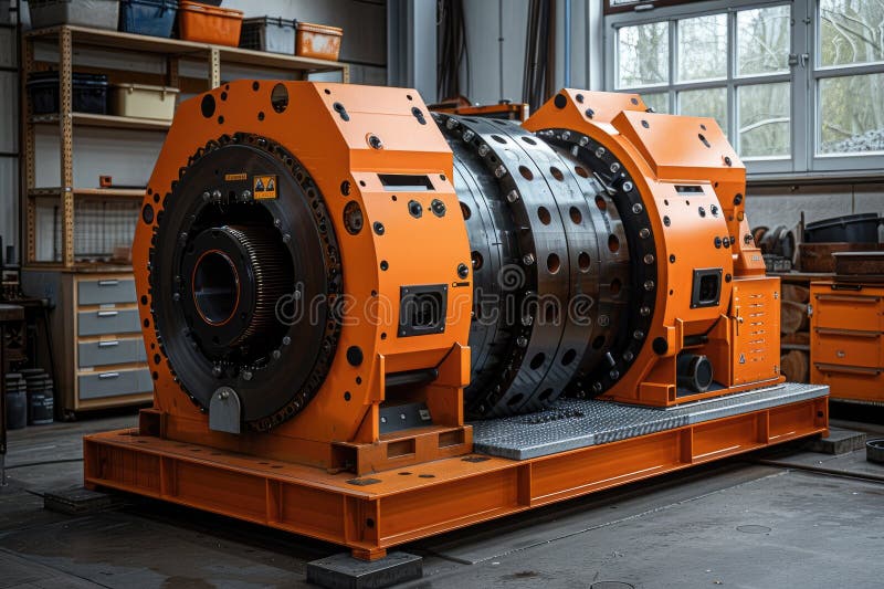 Large Industrial Orange Machine in Factory Setting Stock Illustration ...