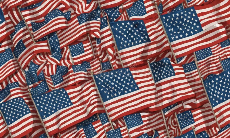 Vibrant Display American Flags, Arranged in Diagonal Pattern, Fills the ...