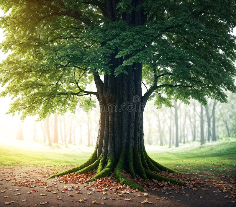 A Large Tree Standing in the Middle of a Park. Stock Photo - Image of ...