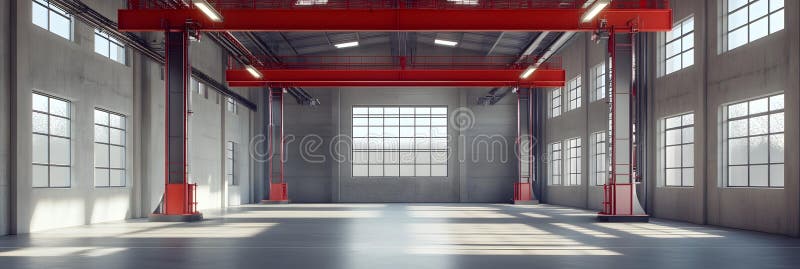 Large Open Industrial Space with High Ceiling Stock Illustration ...