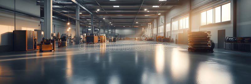 Spacious and Empty Industrial Warehouse Stock Illustration ...