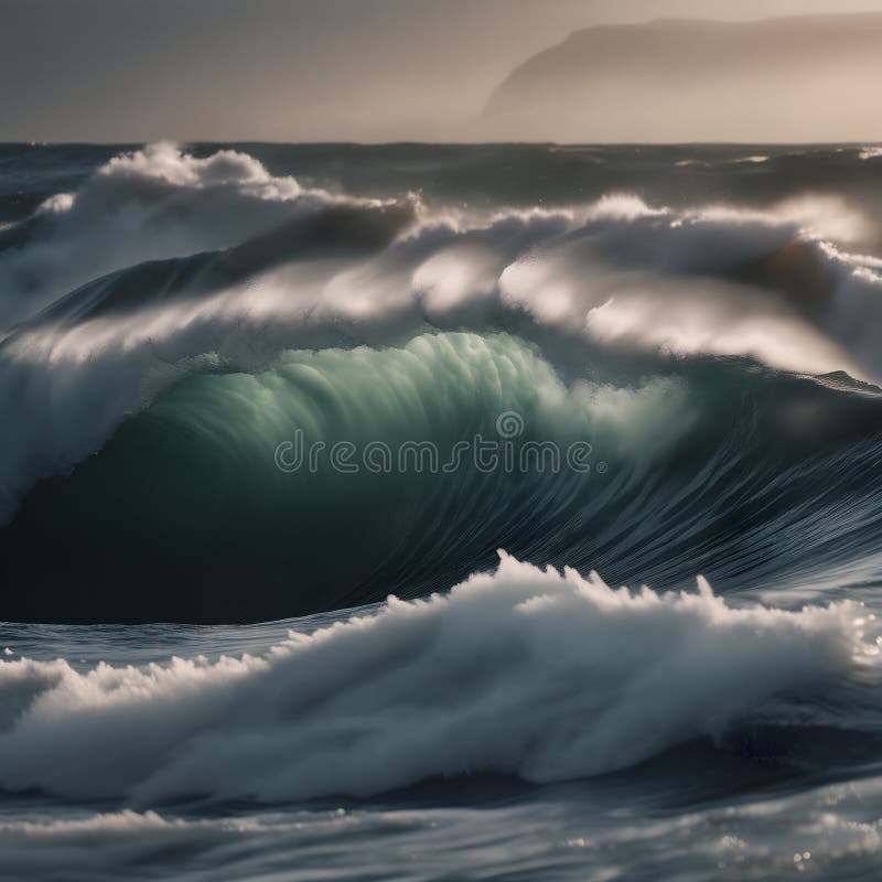 A Large Wave in the Ocean, with Its Crest Breaking. Stock Illustration ...