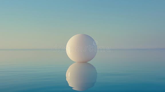A White Sphere Sits in the Middle of a Calm Body of Water, with a ...