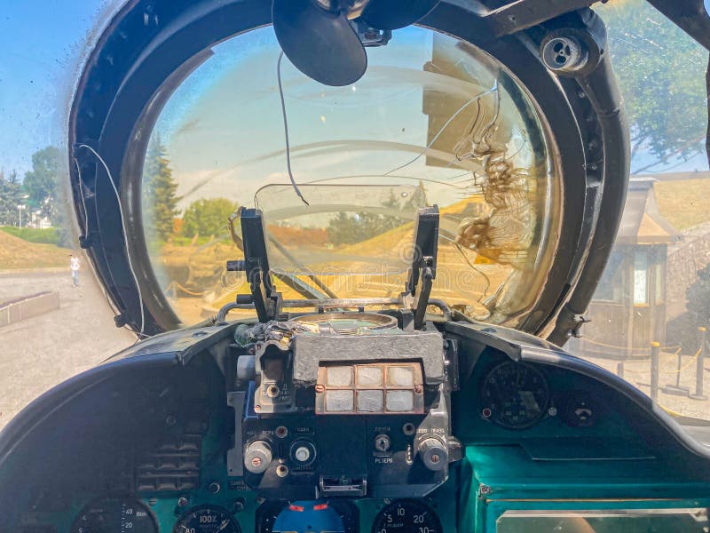 Image Depicts a Light Aircraft Cockpit from Pilots View, with Clear Sky ...