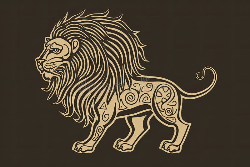 Image of a Lion in the Style of Iconography Generative AI Stock ...