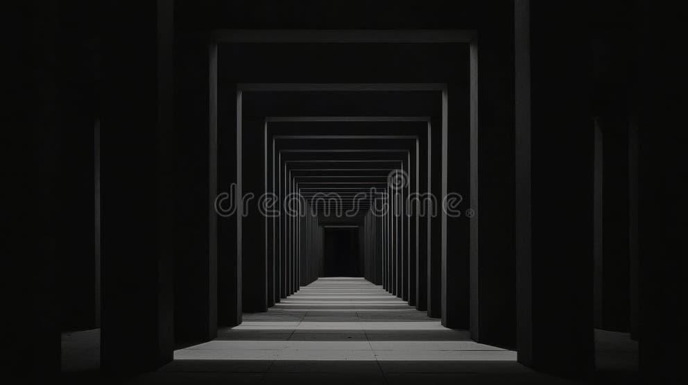 A Long, Narrow Corridor with a High Ceiling and Evenly Spaced Columns ...