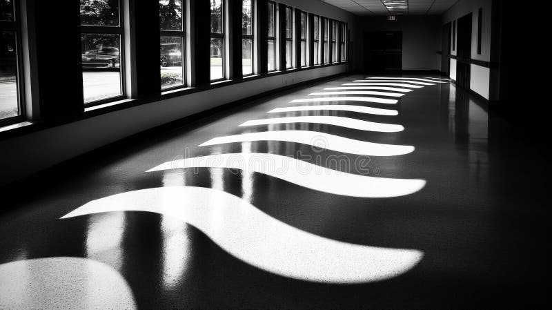 A Hallway with a Long White Line on the Floor. Stock Photo - Image of ...