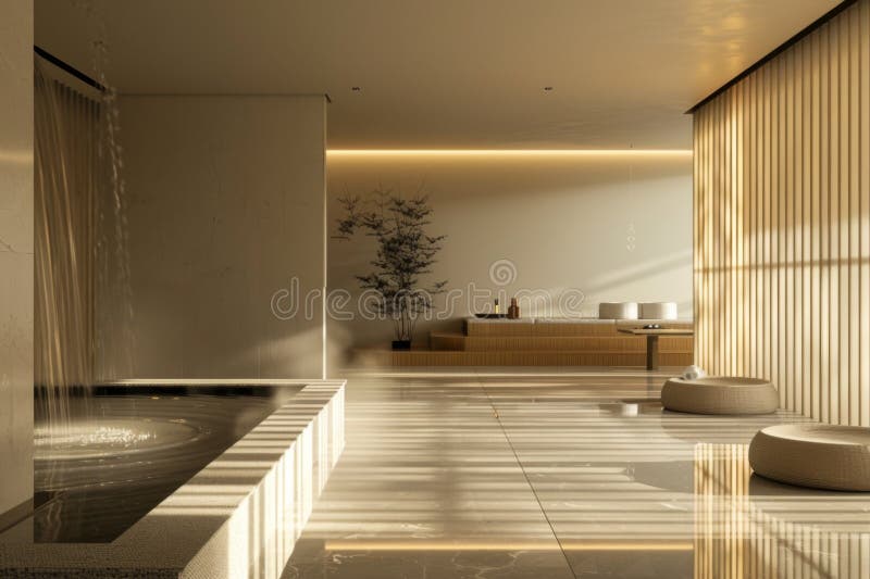 Minimalist Spa Retreat stock illustration. Illustration of bathtub ...