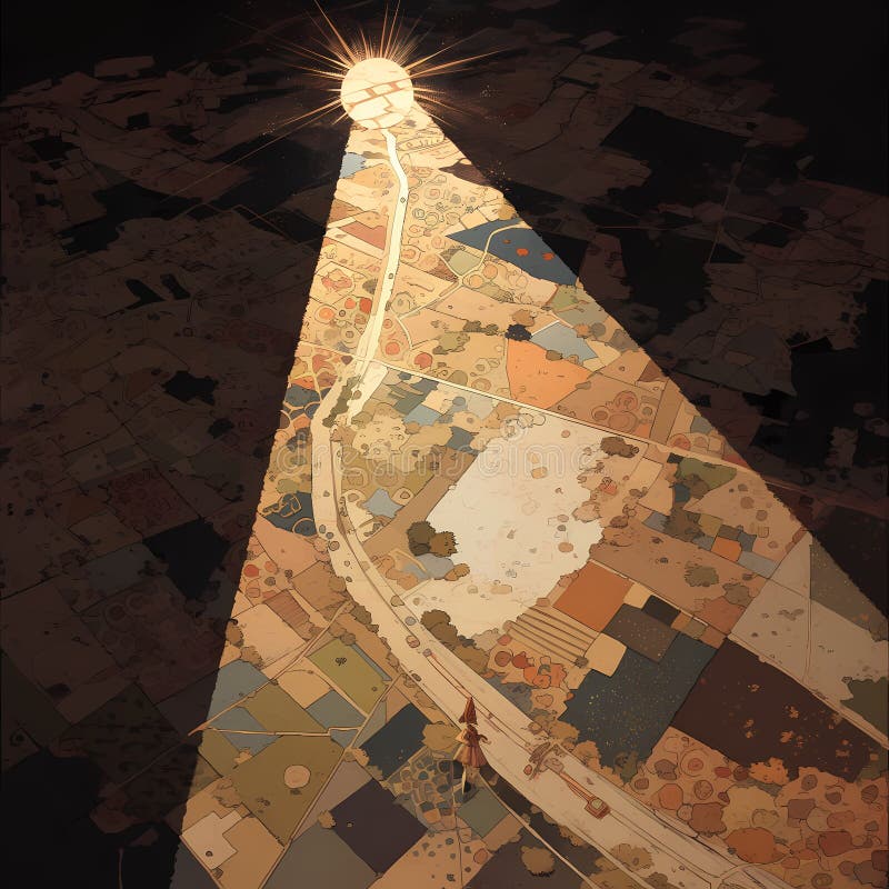 Guiding Light on a Map stock illustration. Illustration of motivation ...