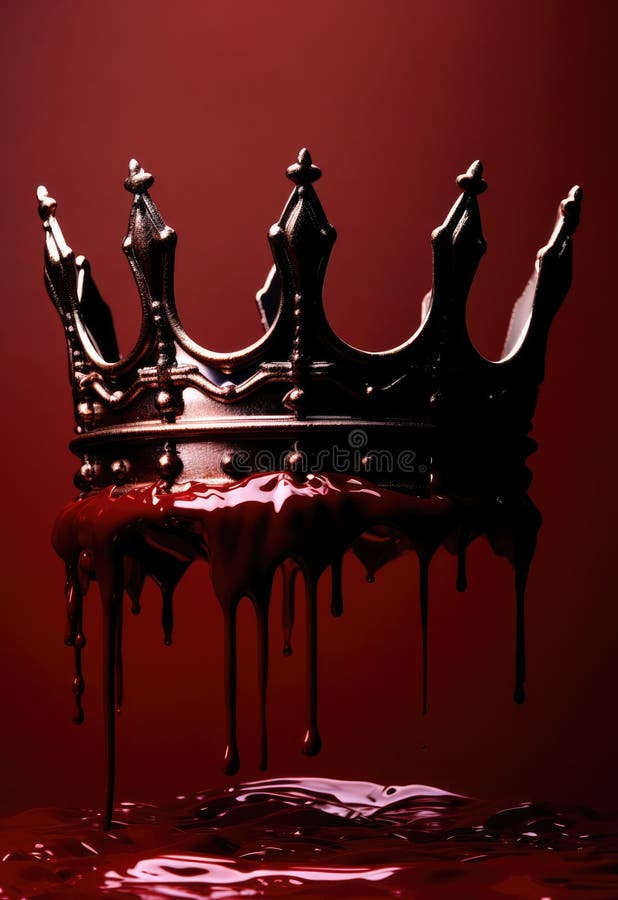 Gore Bloody Red Background with a Medieval Crown Soaked and Drenched in ...