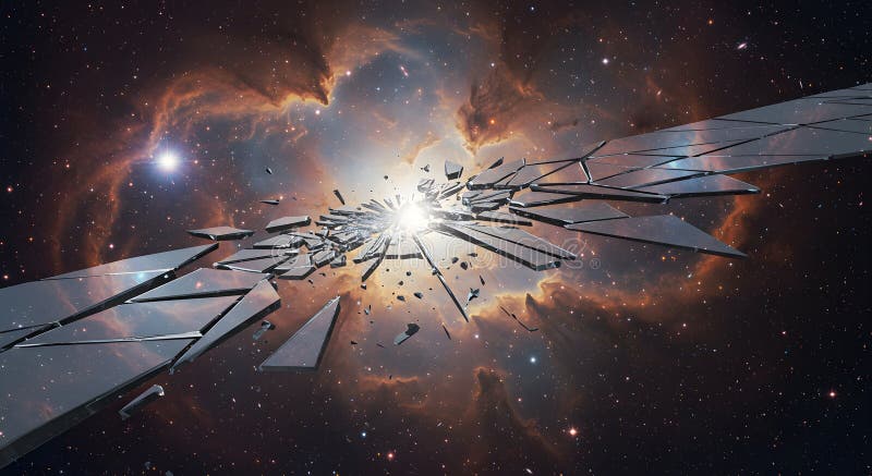 Shattered Metallic Structure in Nebula, Ai Generated Stock Illustration ...